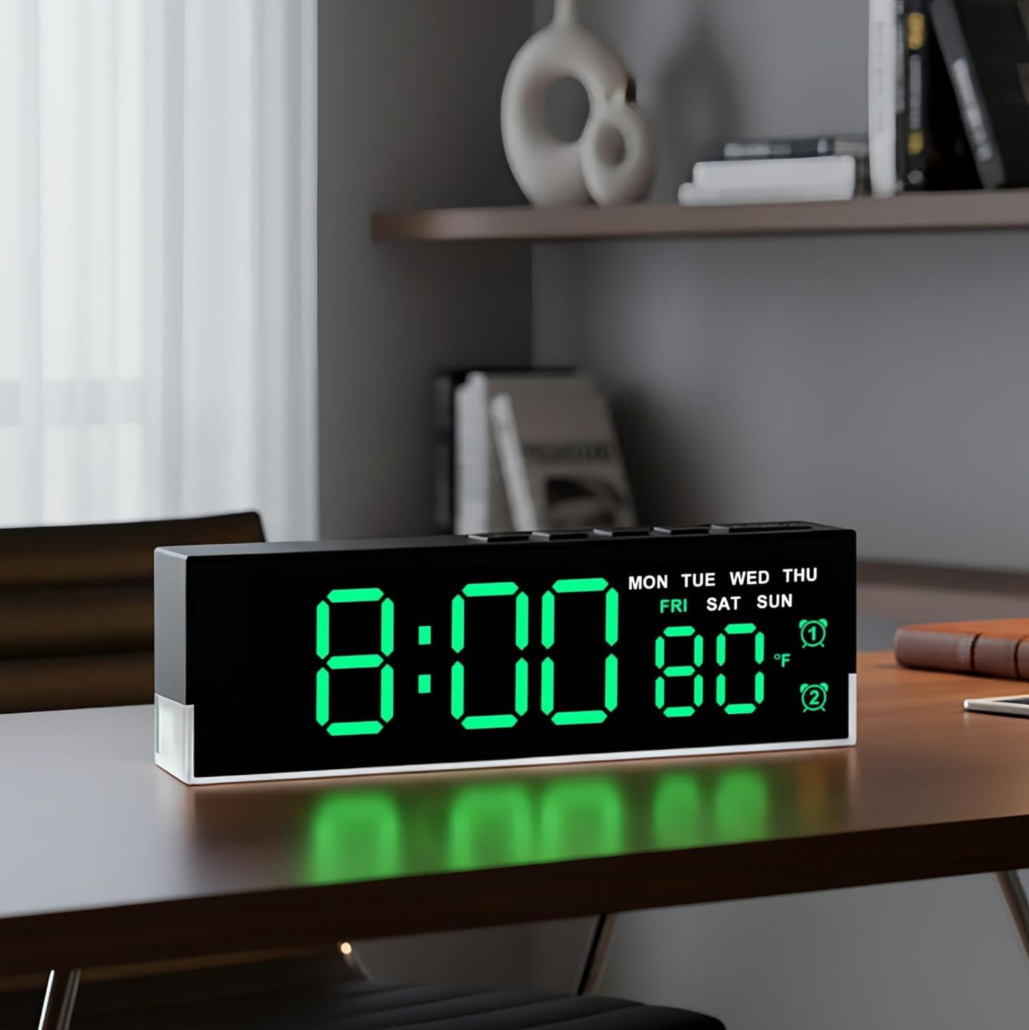 Ceas digital LED Full Screen Display cu alarma duala, temperatura, dat ...